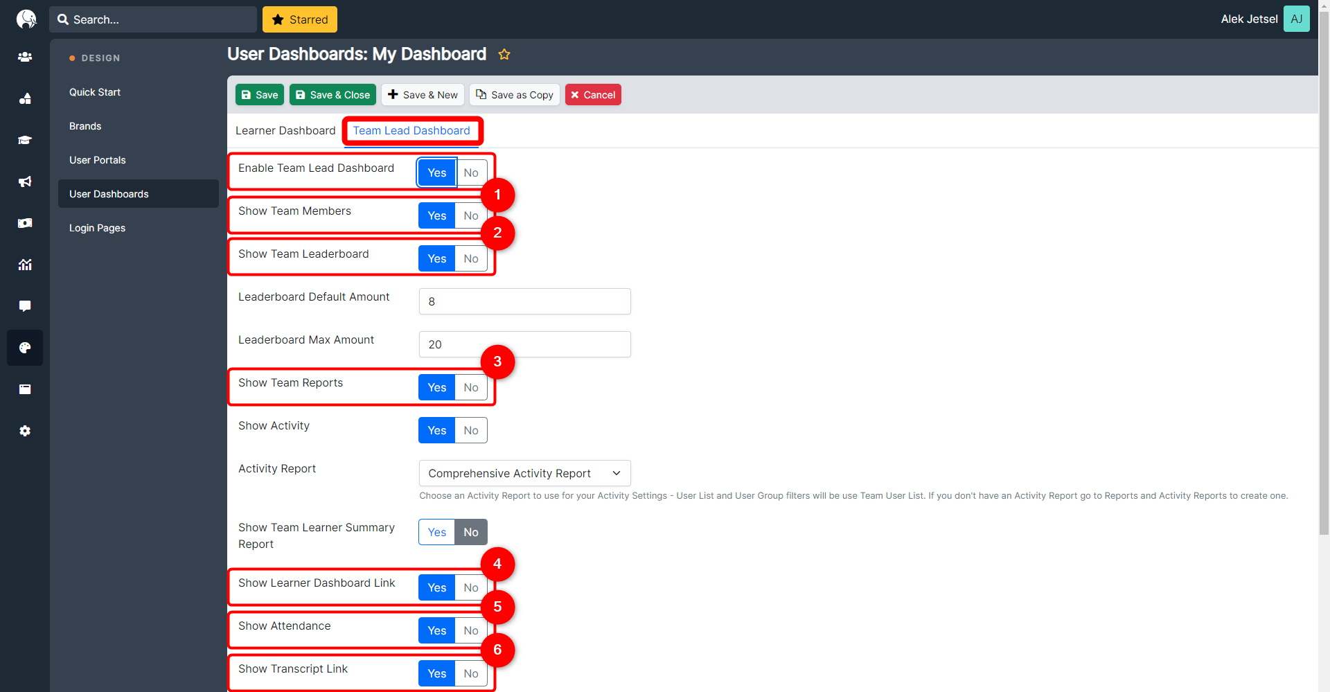 Create a Team Lead Dashboard – Tovuti Help Center