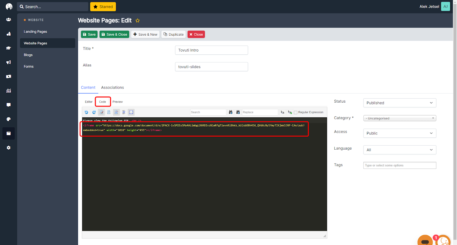 Custom Code in the WYSIWYG Editor – Tovuti Help Center