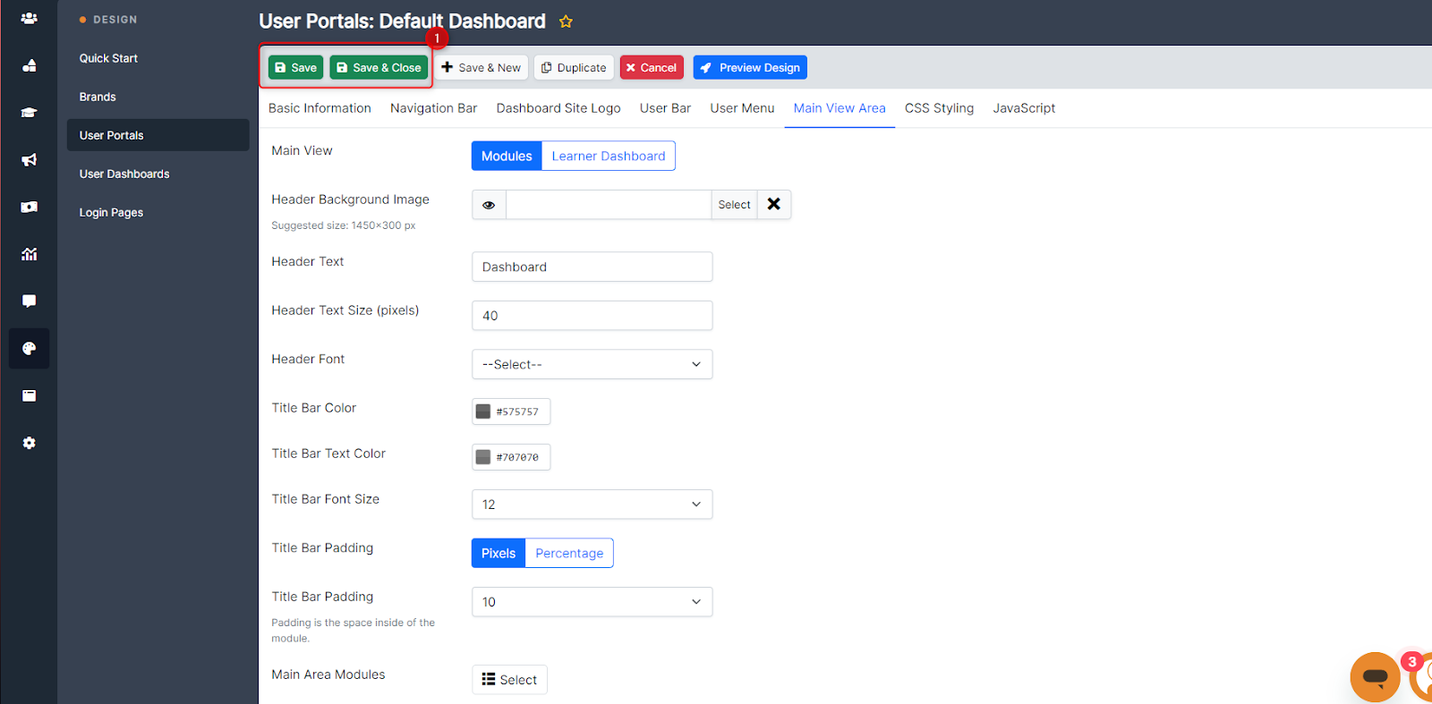 Main Area Modules – Tovuti Help Center