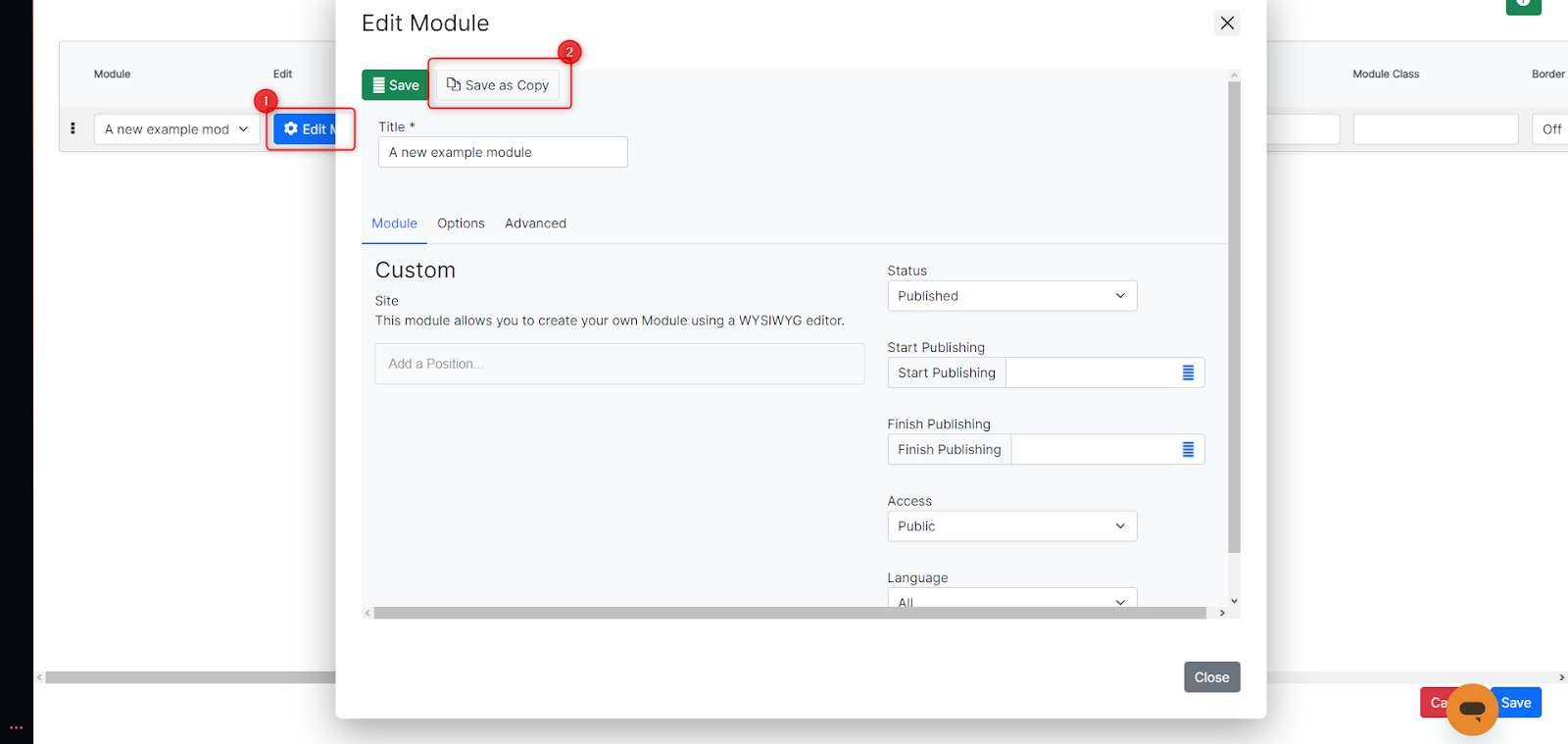 Main Area Modules – Tovuti Help Center