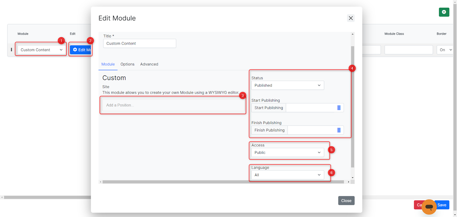 Main Area Modules – Tovuti Help Center