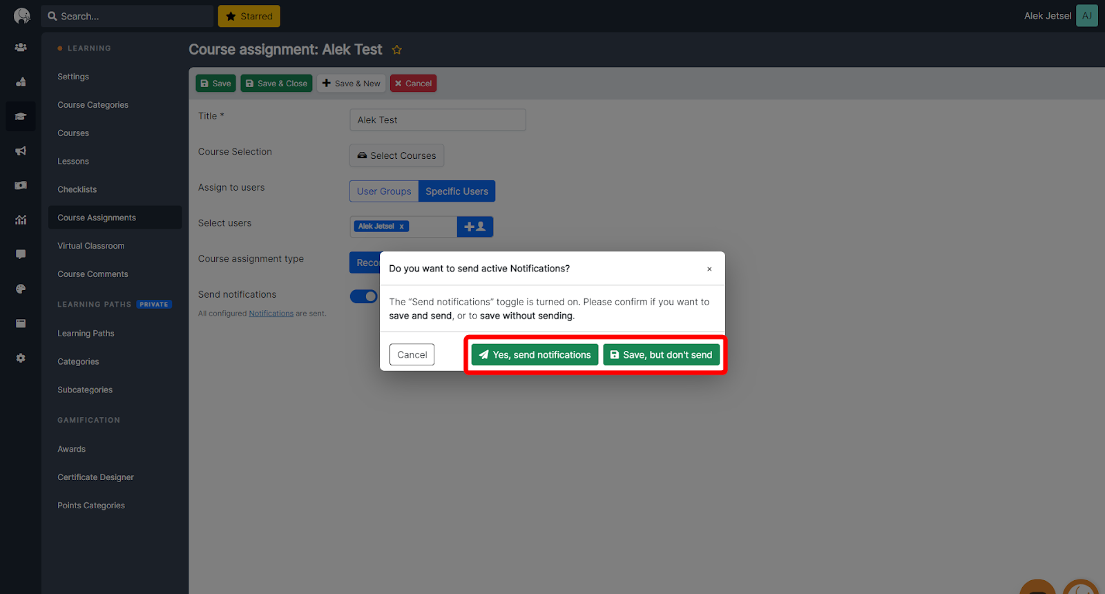 Course Assignment Notifications – Tovuti Help Center