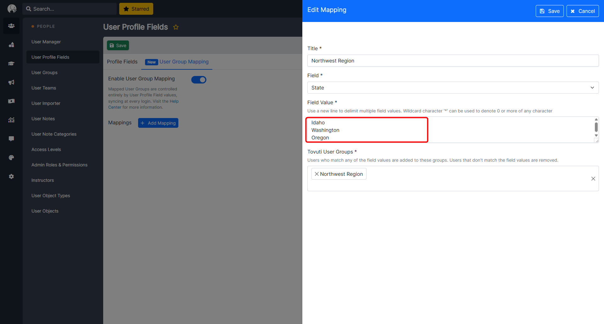 Profile Field & User Group Mapping – Tovuti Help Center